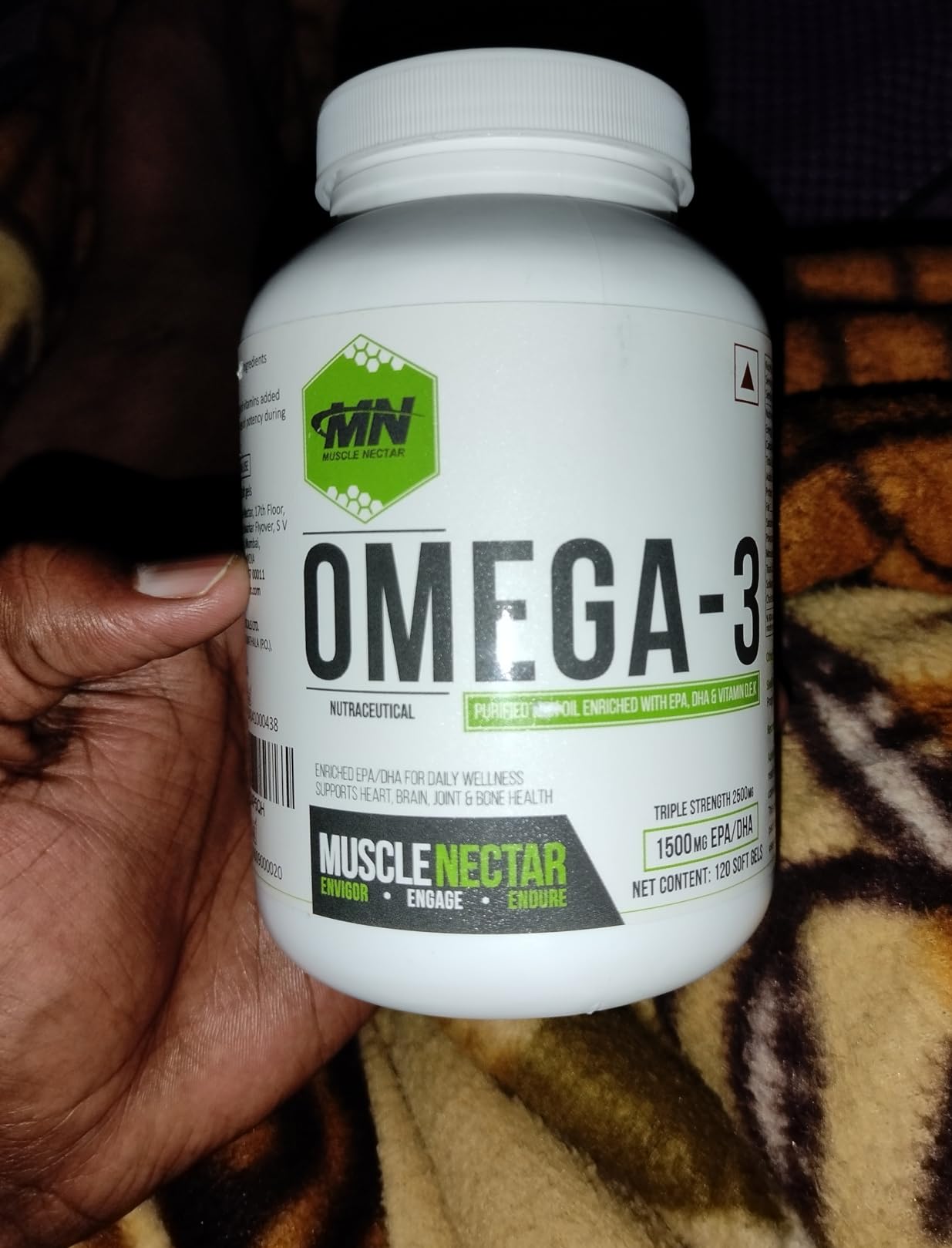 Muscle Nectar (MN) Omega 3 Fish Oil Triple Strength 2500mg for Men ...