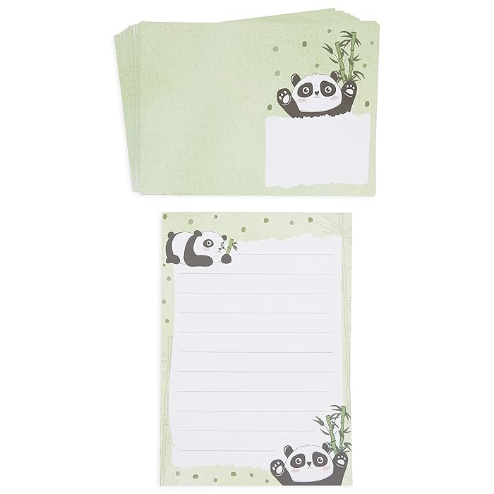 Buy A5 Letter Writing Paper Pad, 50 Lined Sheets with Cute Pandas and ...