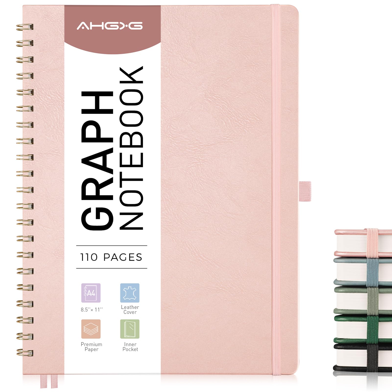 AHGXG Graph Paper Notebook - Grid Notebook Spiral Notebook 8.5" x 11 ...