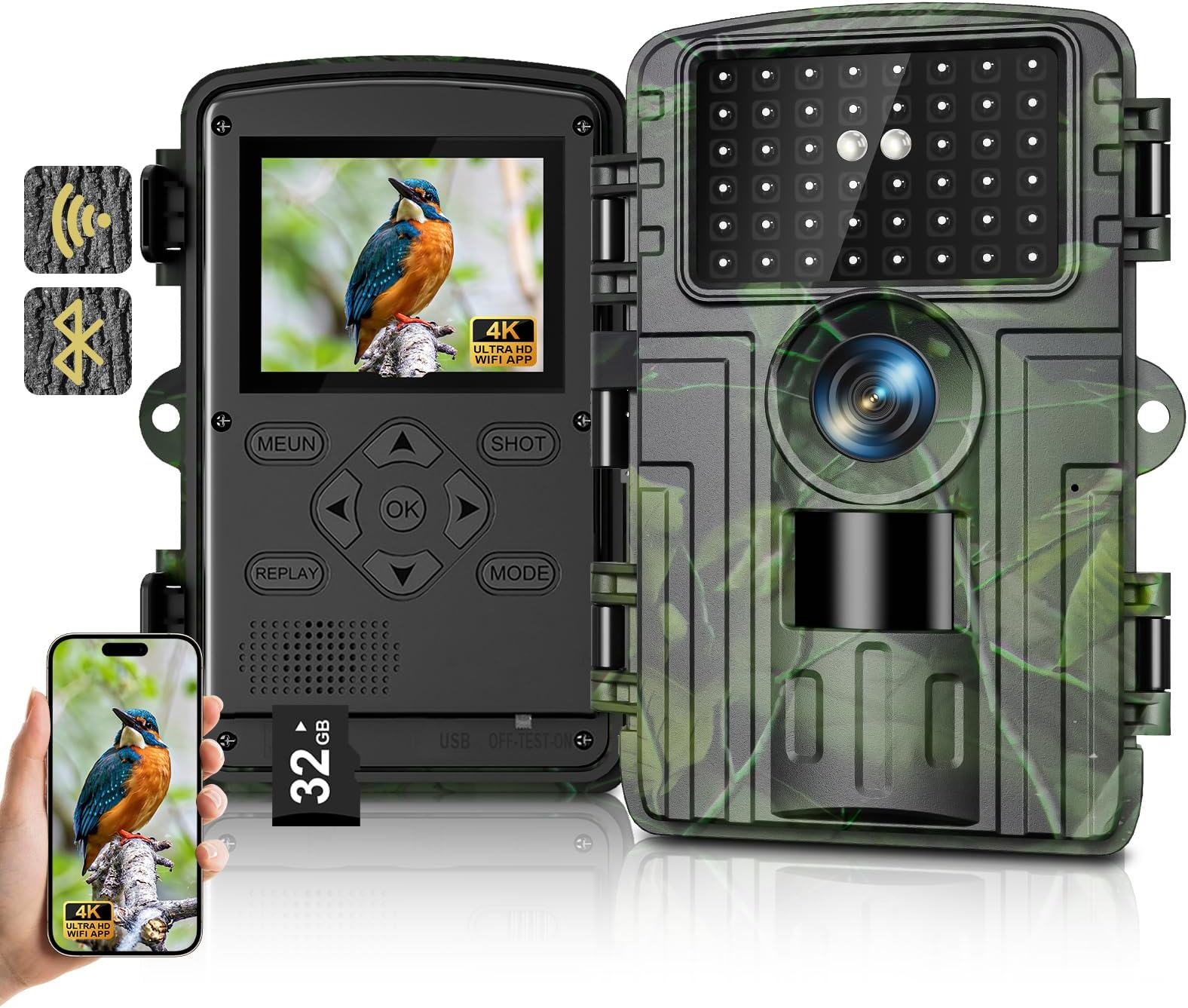 Camera de Chasse, Camera Chasse HD 4K/60MP avec App Mobile, Détecteur ...