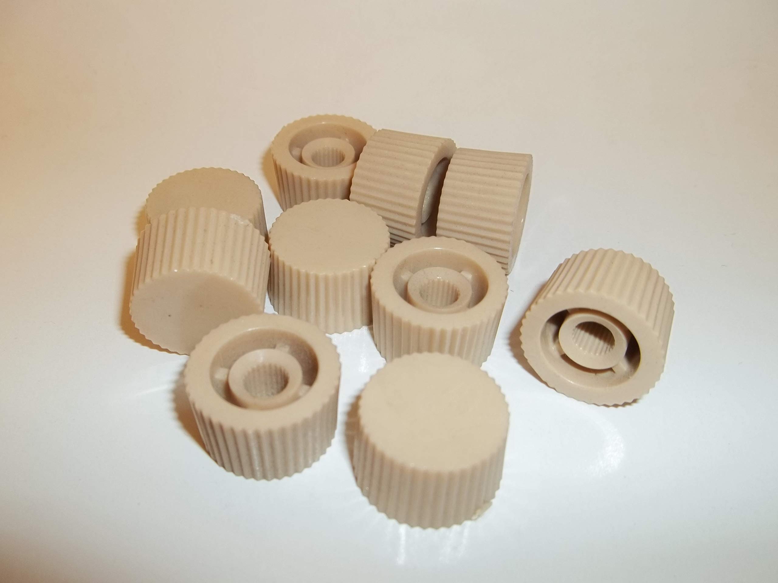 10pcs, Spline Plastic Ivory Knob, 1/4" Shaft Push-On, Knurled Dial for ...