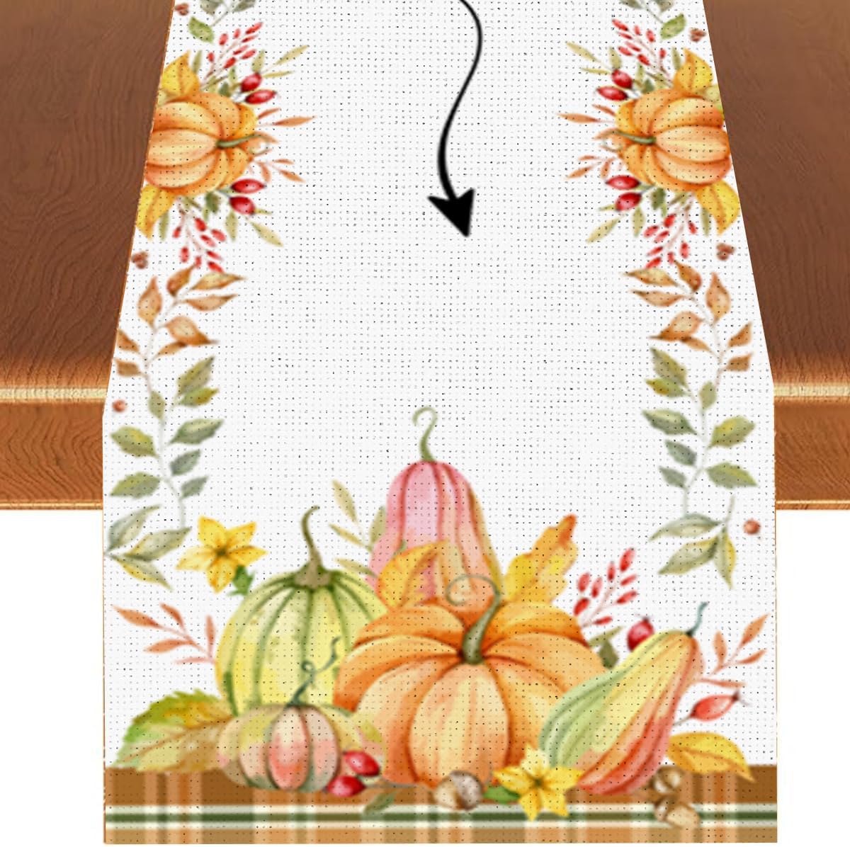 Amazon.com: Orange Pumpkin Wreath Floral Fall Table Runners, Seasonal ...