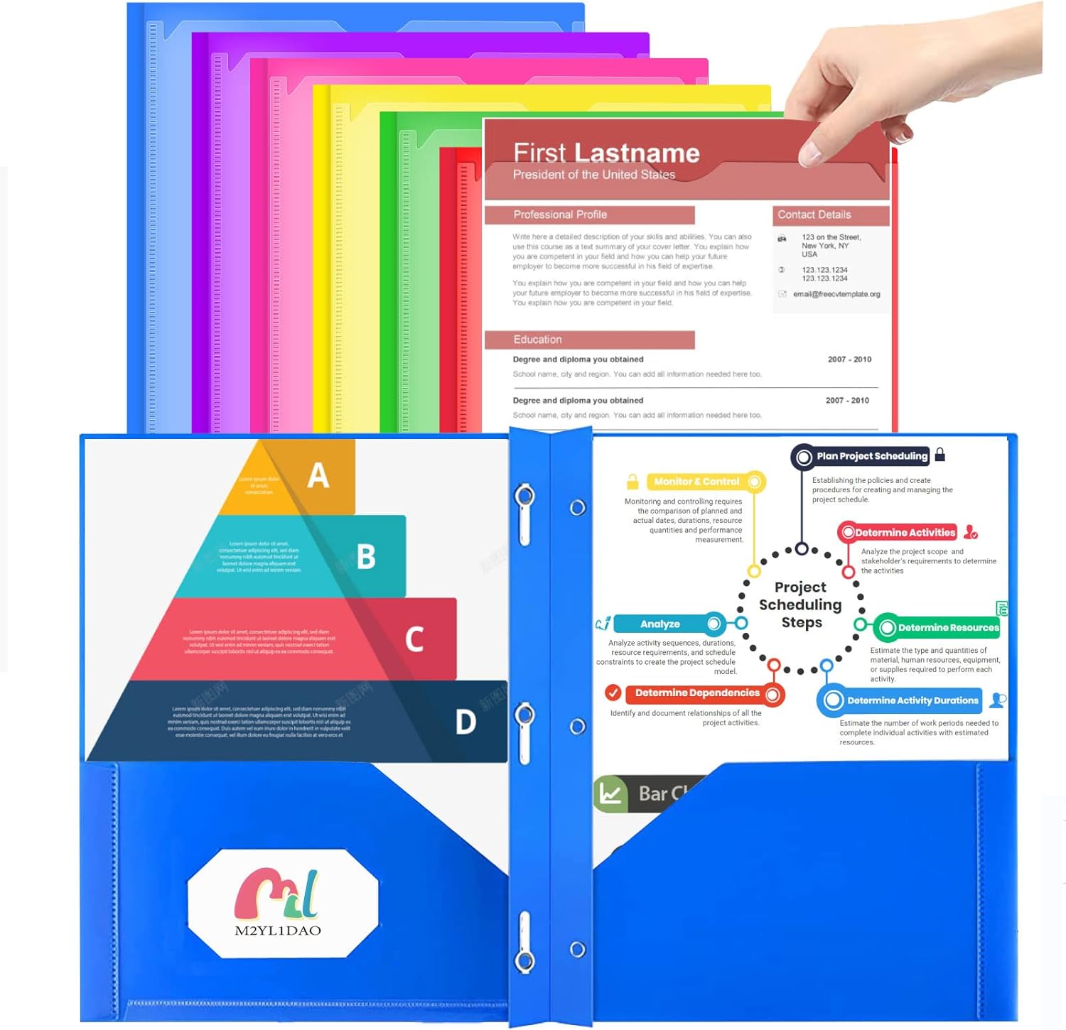 Amazon.com : Plastic Folders with with Clear Front Pocket, 6 Packs 2 ...