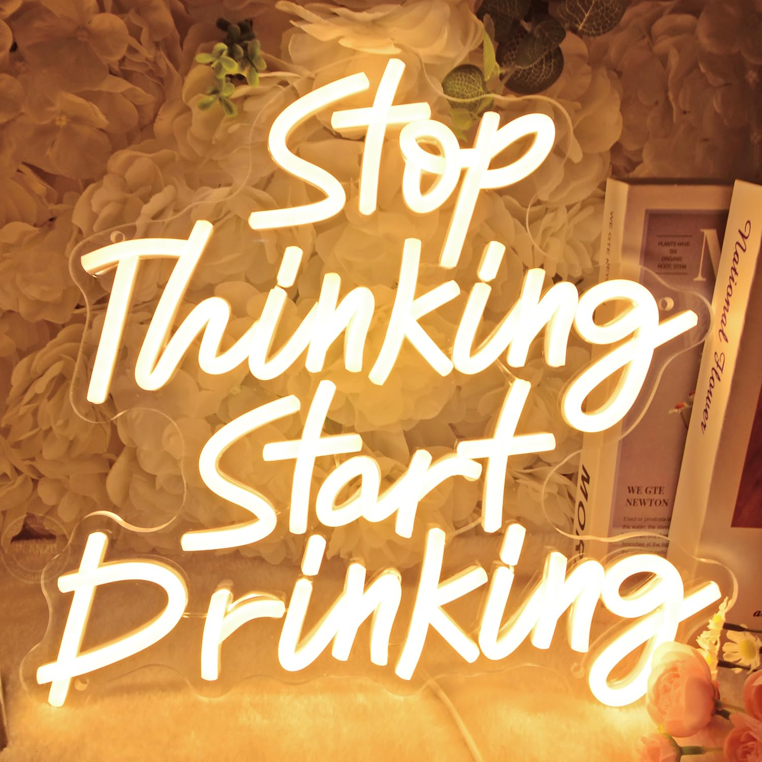 Amazon.com : Planzo Stop Thinking Start Drinking Neon Light Beer Bar ...
