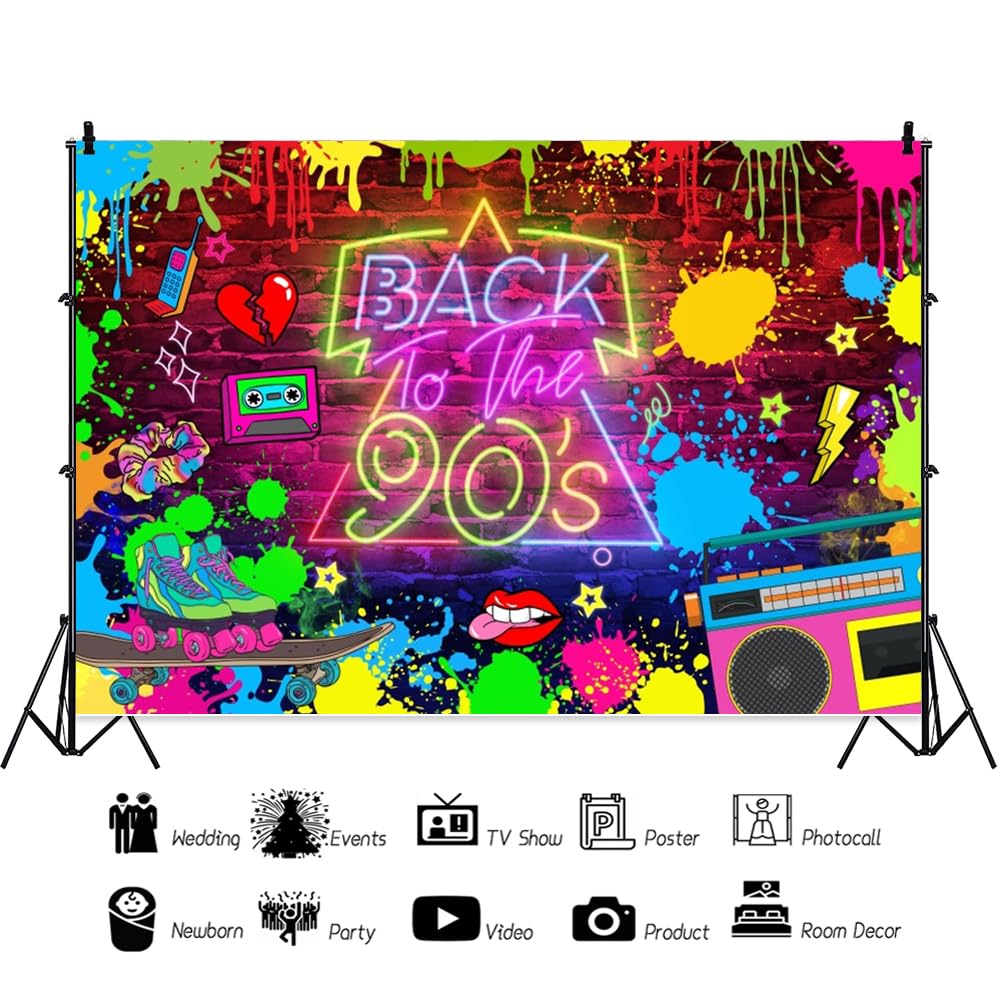 Vinyl Dance Floor Background Retro Neon Themed Party Backdrop - 7x5ft ...