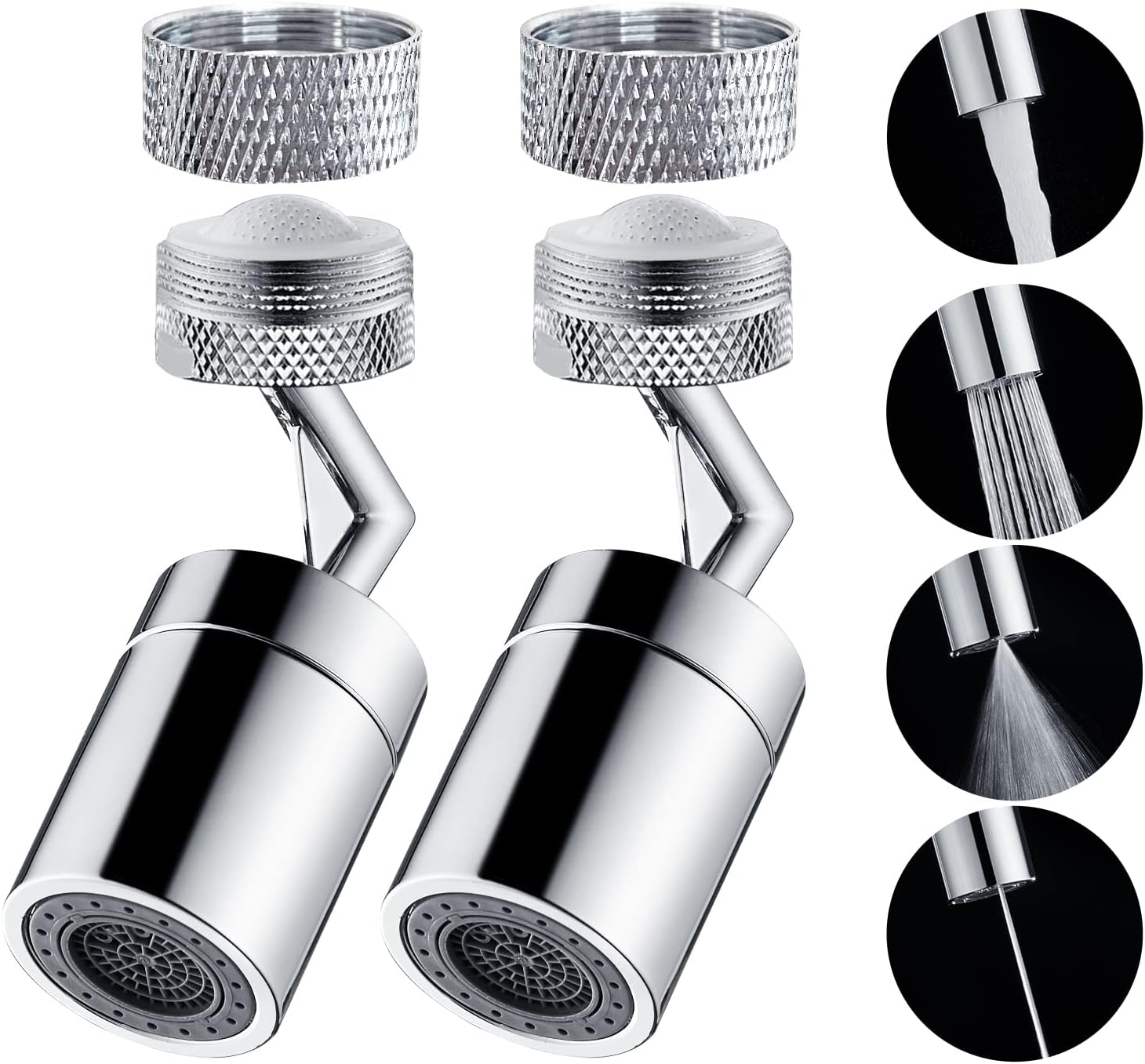 Joy Decor Faucet Aerator, 360° Swivel Faucet Aerator 2 Water Outlet ...