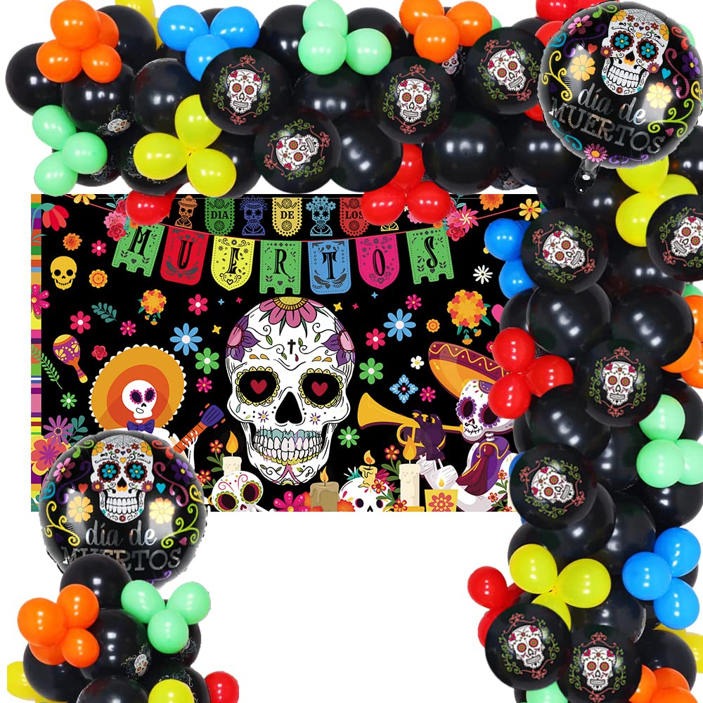 Party Balloon Kits Day Of The Dead Balloon Arch Kit - 147 PCS Dia De ...