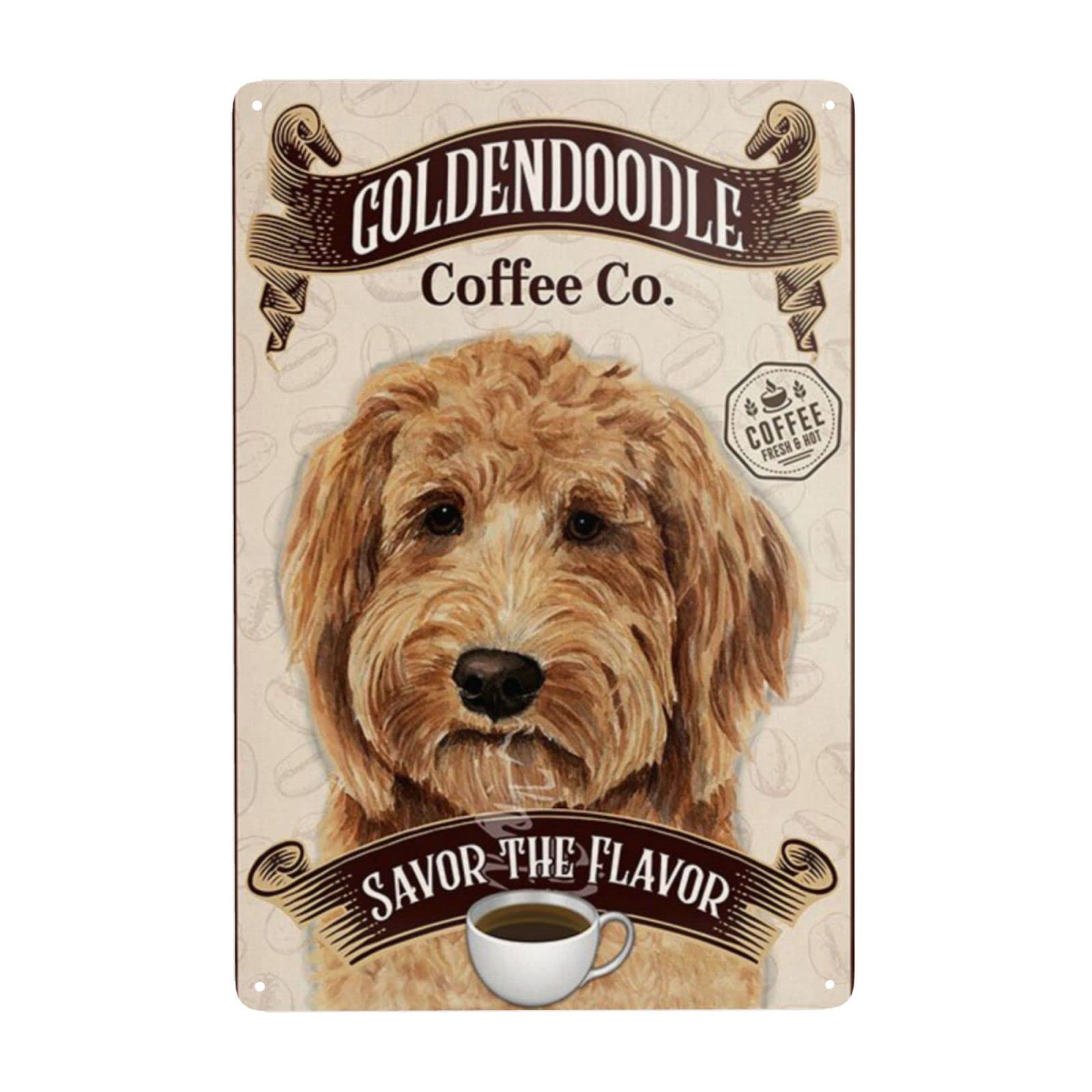 Amazon.com : Metal Signs Goldendoodle Dog Coffee Co. Savor The Flavor ...