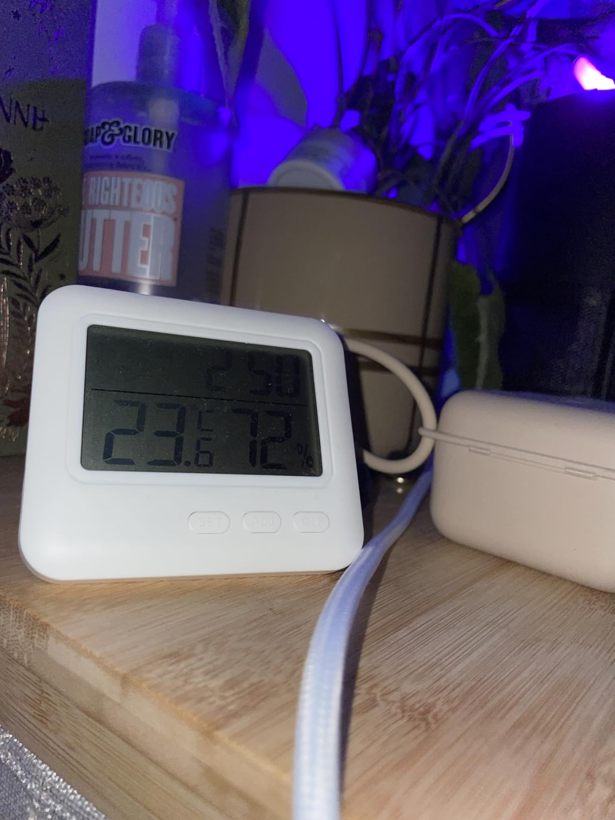 Indoor Thermometer Hygrometer Humidity Time Monitor Large LCD Display ...