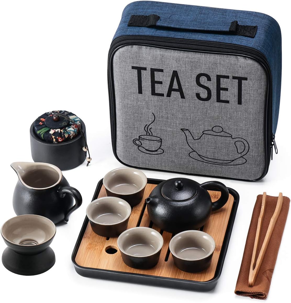 Amazon.com | Portable Chinese Kongfu Tea Set Travel Ceramic Porcelain ...