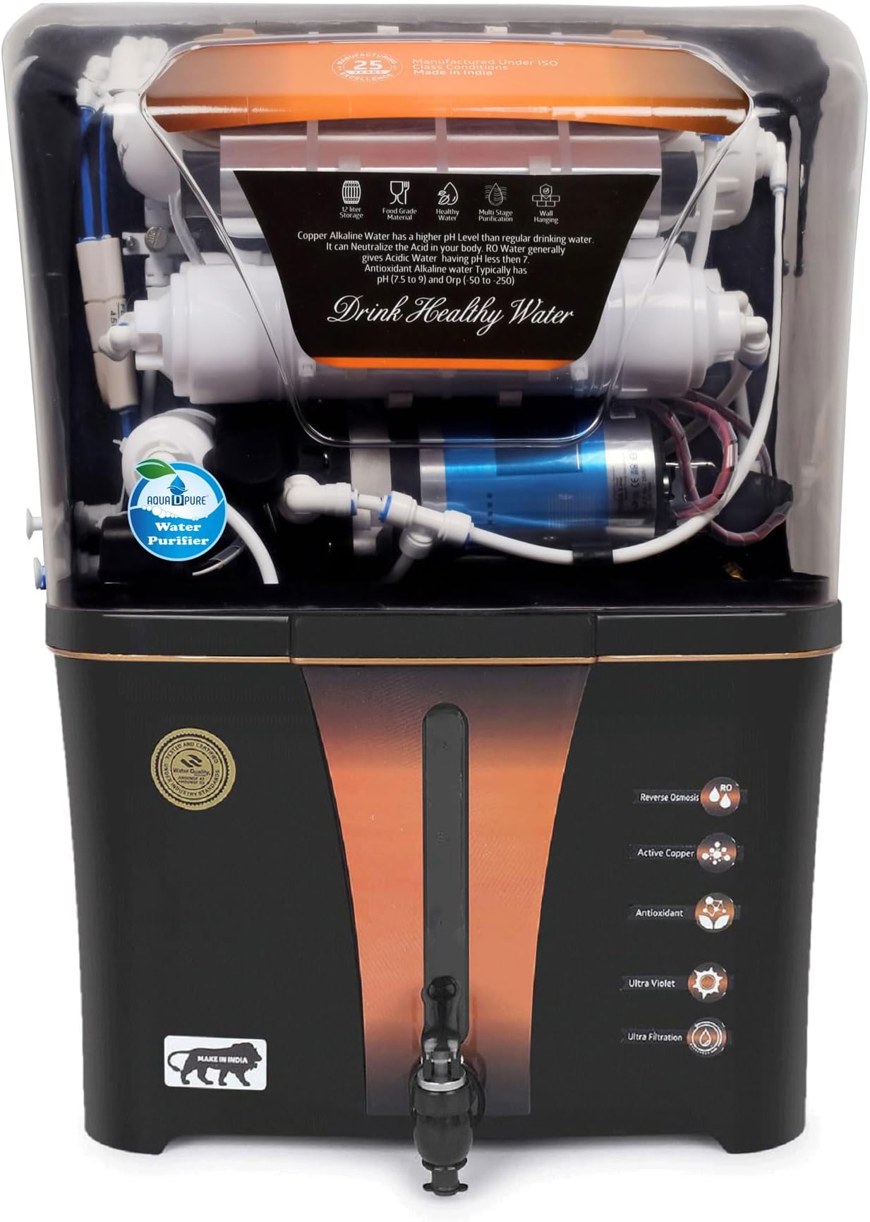 AQUA D PURE Advance Copper Ro Water Purifier with Uv, Uf and Tds ...