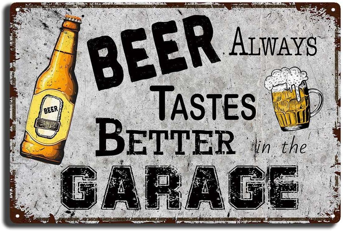 Metal Tin Sign Beer Always Tastes Better in The Garage,Vintage Garage ...
