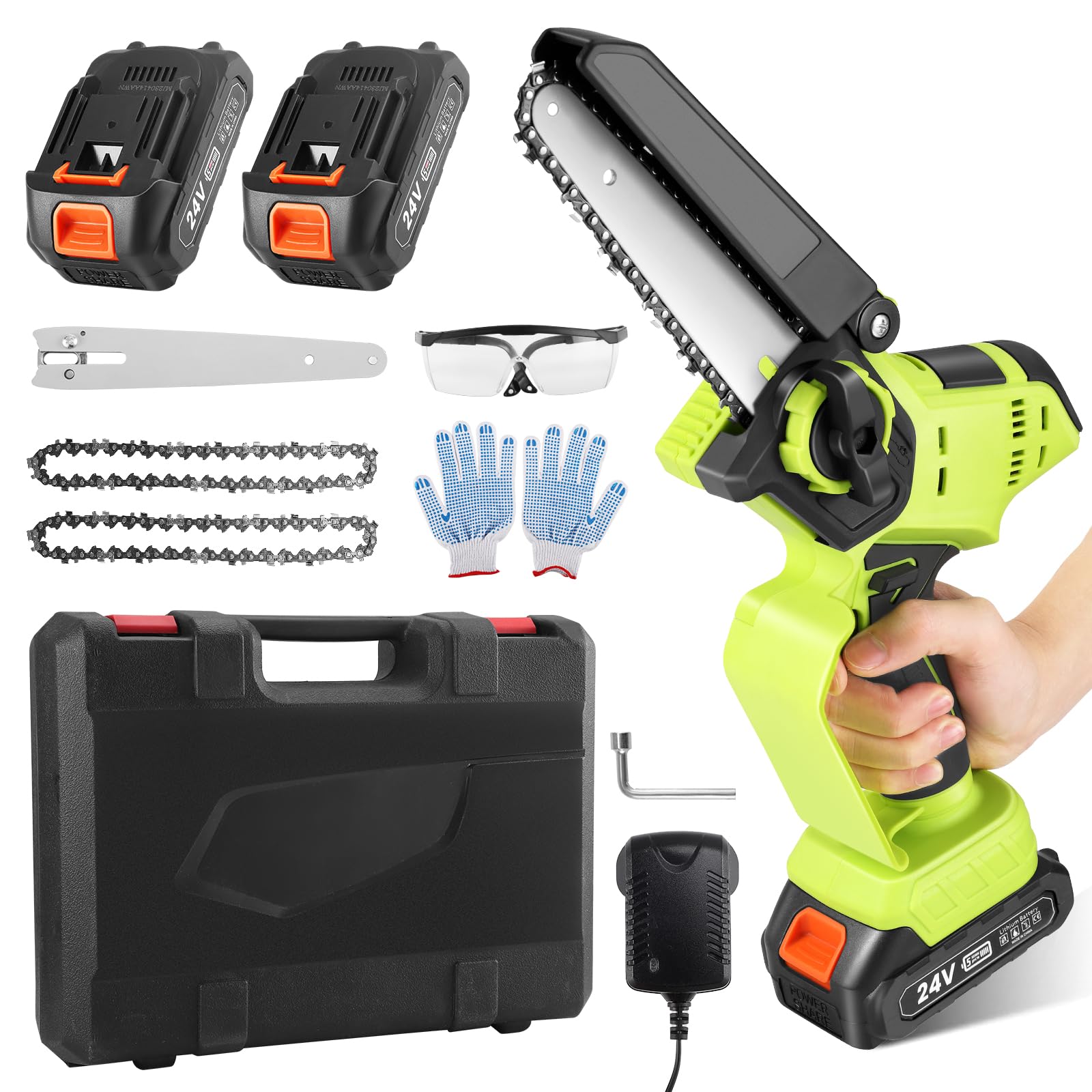 Mini Chainsaw Cordless, Handheld Chain Saw Tree Branches, Electric ...