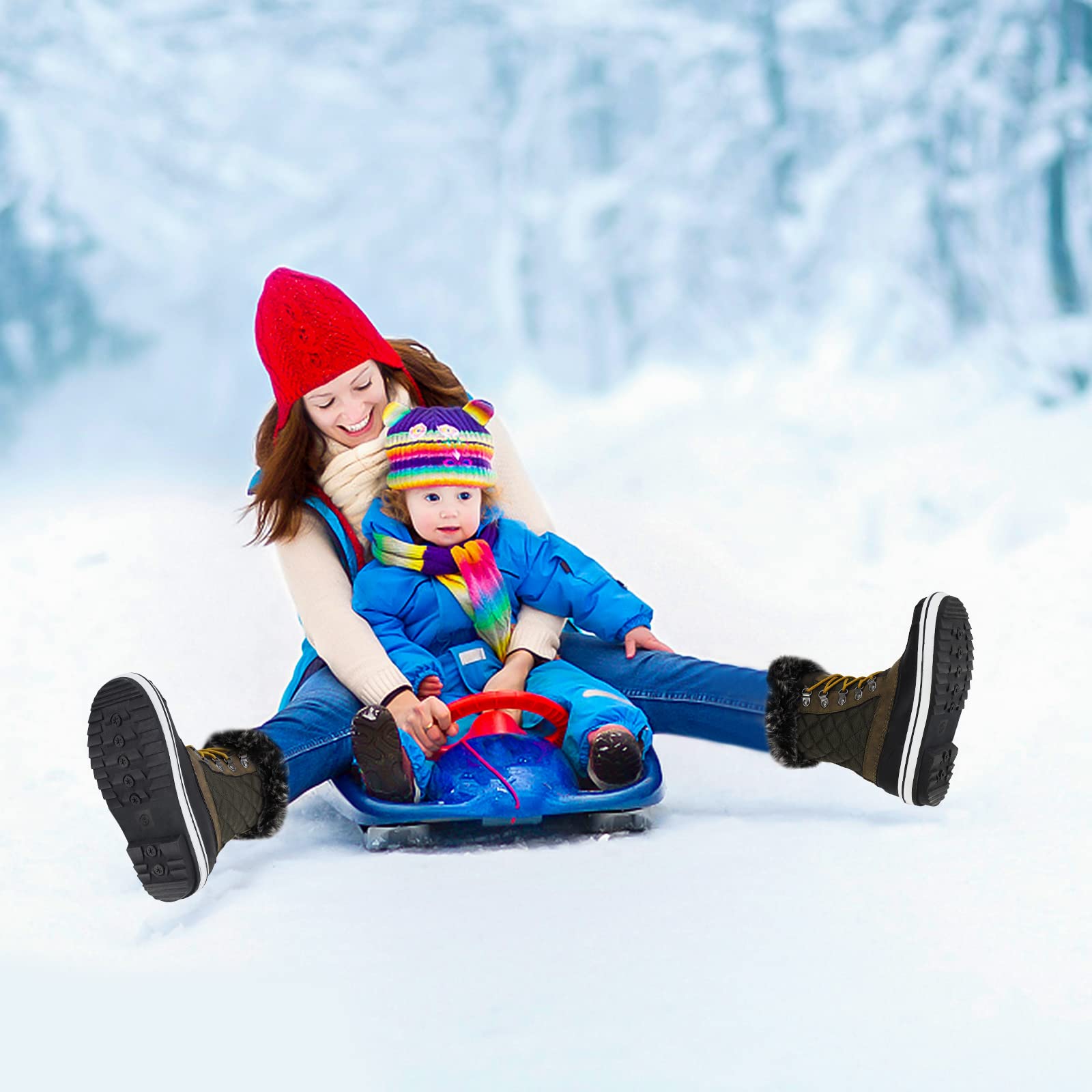 PIZZ ANNU Women's Snow Boots Waterproof Slip Resistant Warm Faux Fur ...