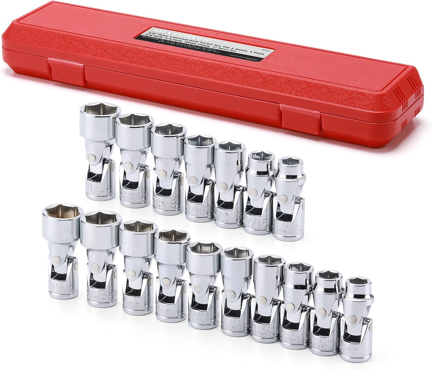 Powerbuilt Universal Joint Socket Set, SAE 7 Piece 3/8-Inch Drive, 6 ...