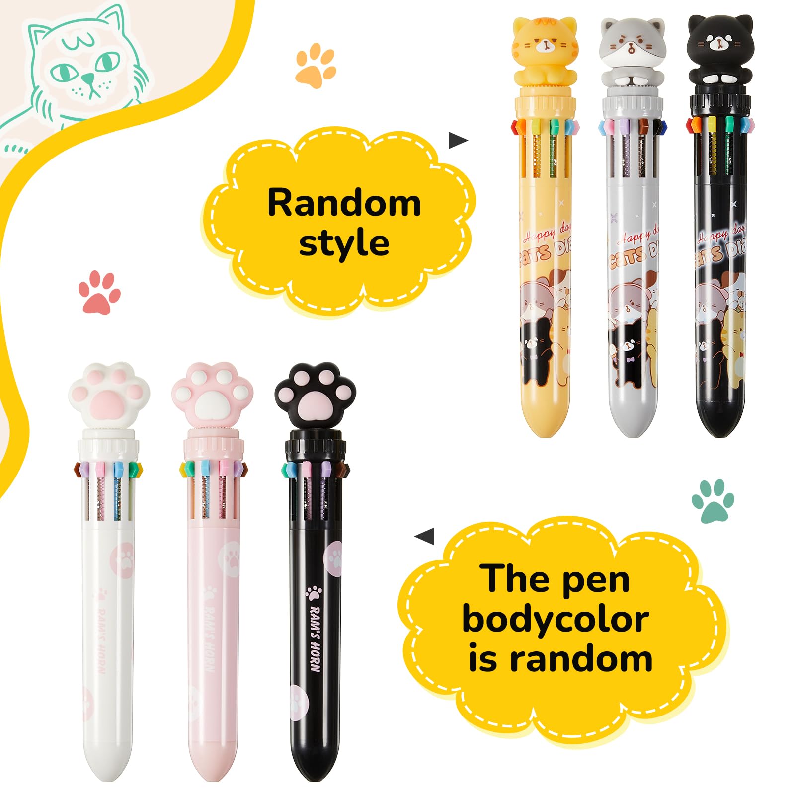 Snapklik.com : 12 Pcs Multicolor Ballpoint Pens 10 In 1 Retractable ...