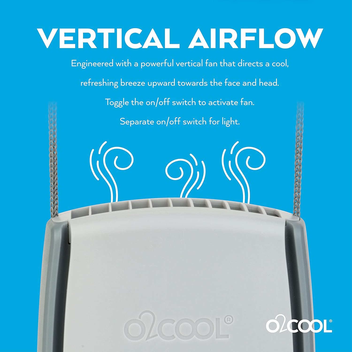 O2COOL Battery Powered Necklace Fan with LED Light for Personal Cooling ...