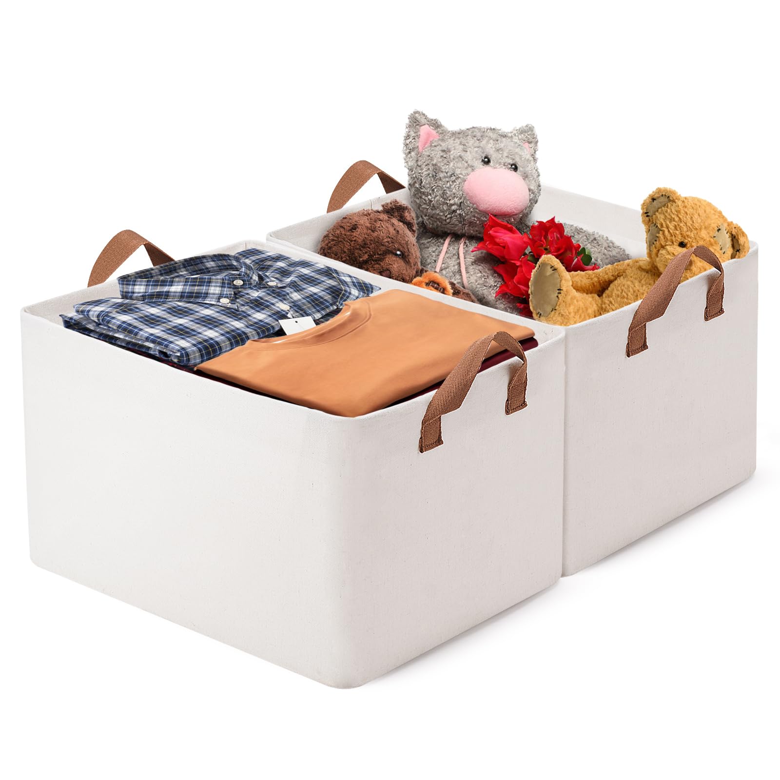 Amazon.com: large storage baskets, closet storage bins, Canvas Fabric ...