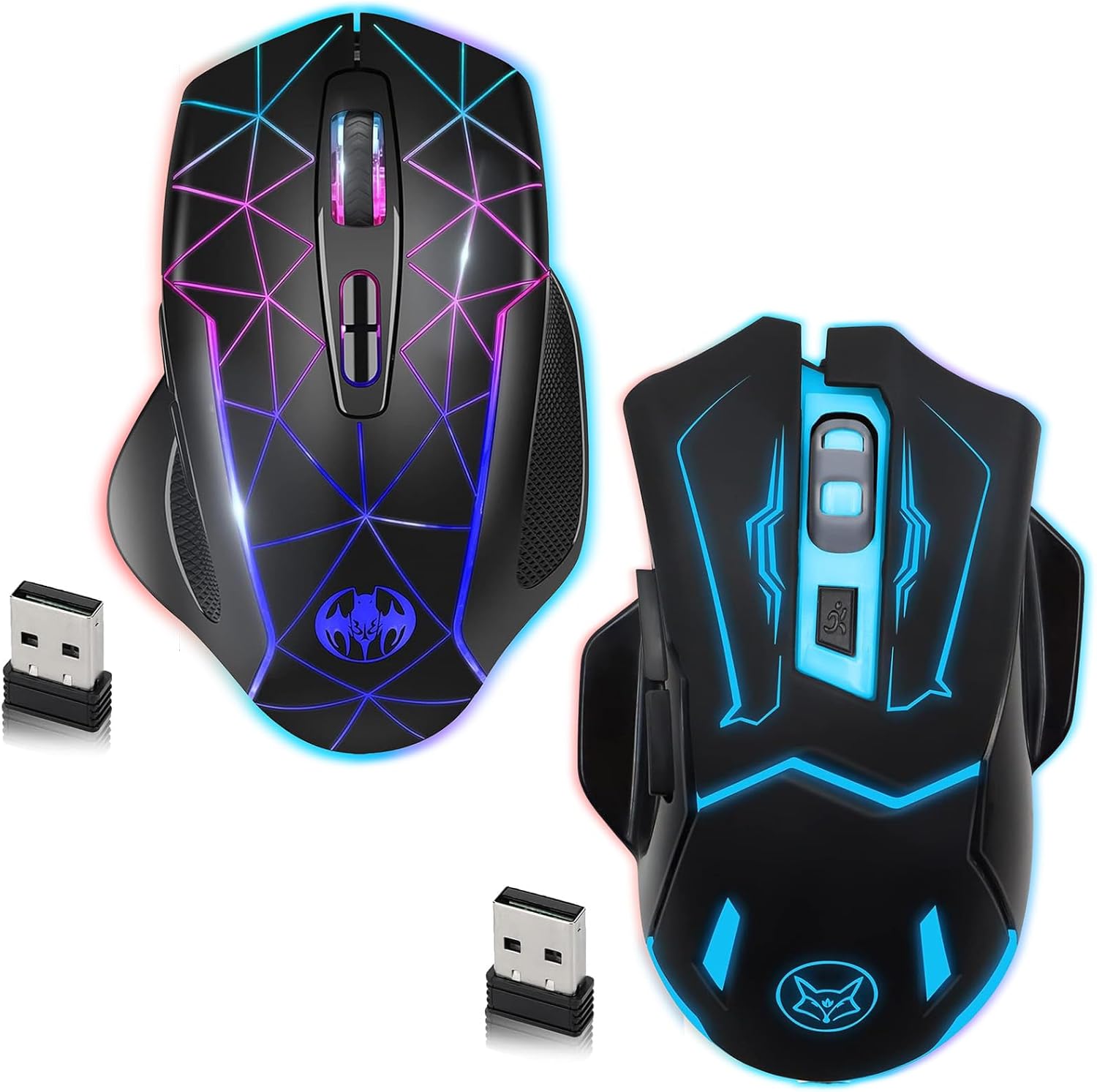 Amazon.com: VEGCOO 2 Piece Wireless Gaming Mouse, Rechargeable Mice 3 ...