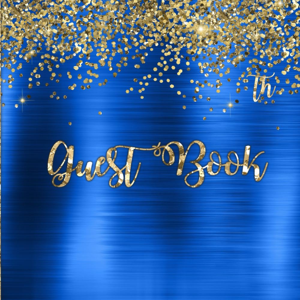 Gold Glitter on Blue Guest Book: Gold on Blue Guest Book with Gift Log ...