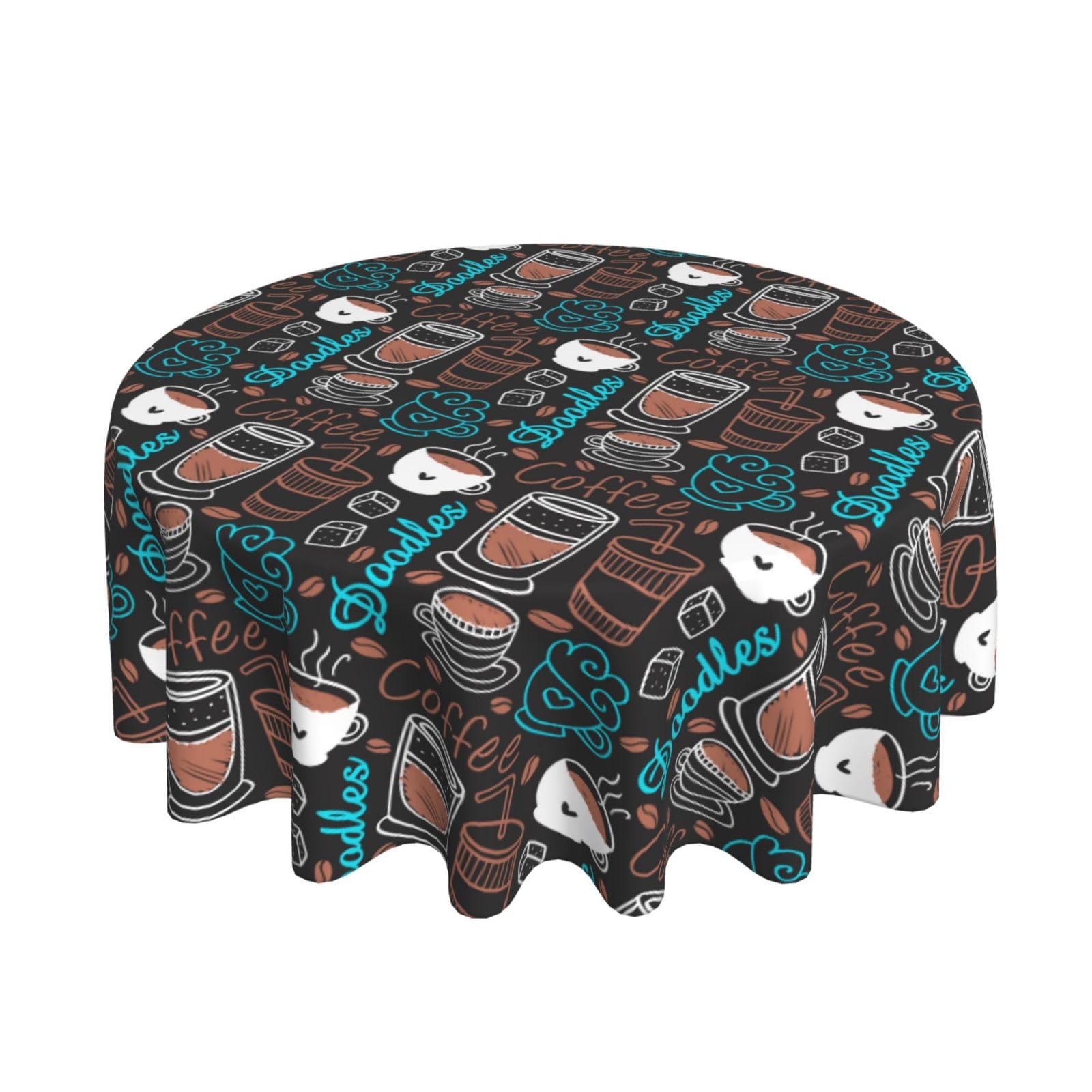 Amazon.com: WOAIDY Coffee Theme Tablecloth 60 inch Round, Durable Table ...