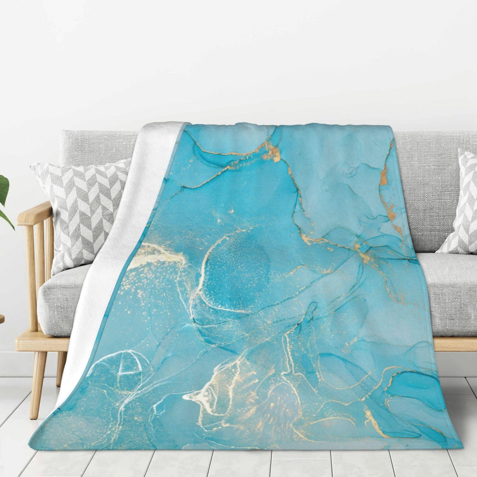 Amazon.com: Jbofyee Blue Teal Turquoise Marble Throw Blankets All ...