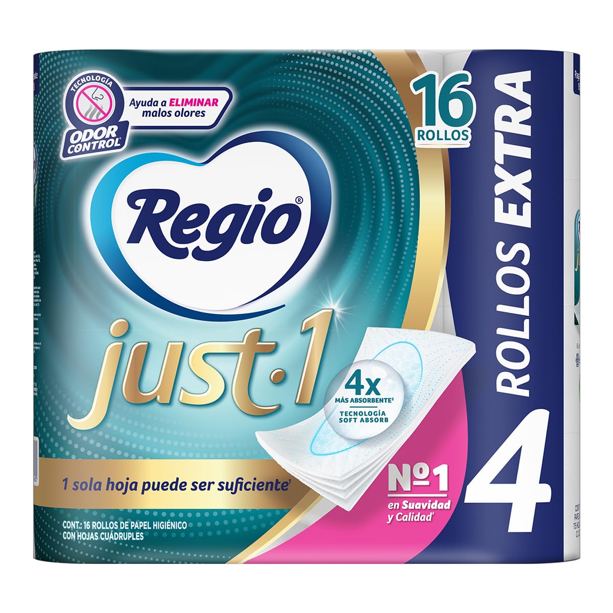 Regio Papel Higiénico Just 1 12 Rollos + 4 Rollos de regalo : Amazon ...