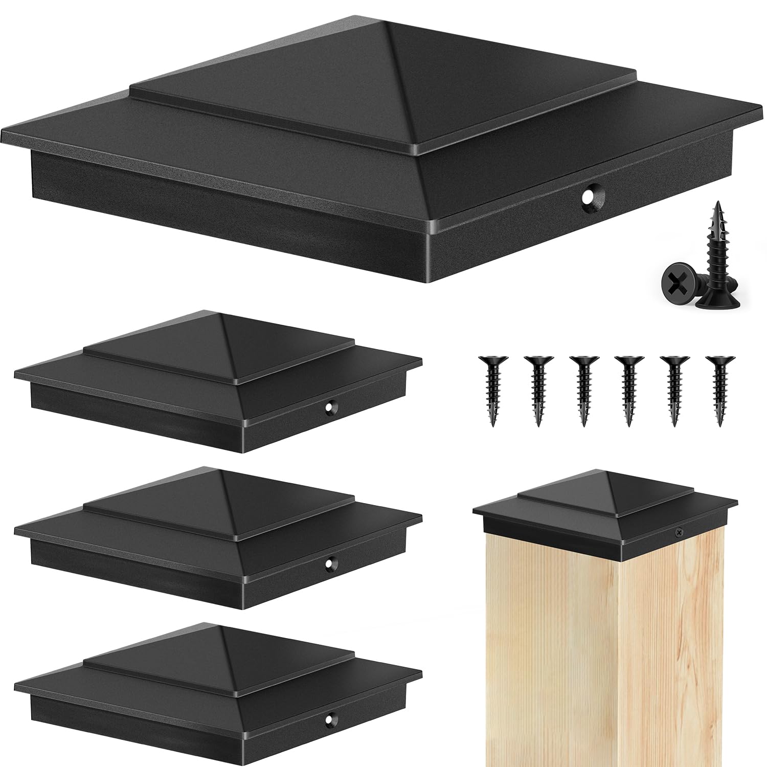 Snapklik.com : Toscoco 4x4 Heavy Duty Aluminium Pyramid Post Caps For ...