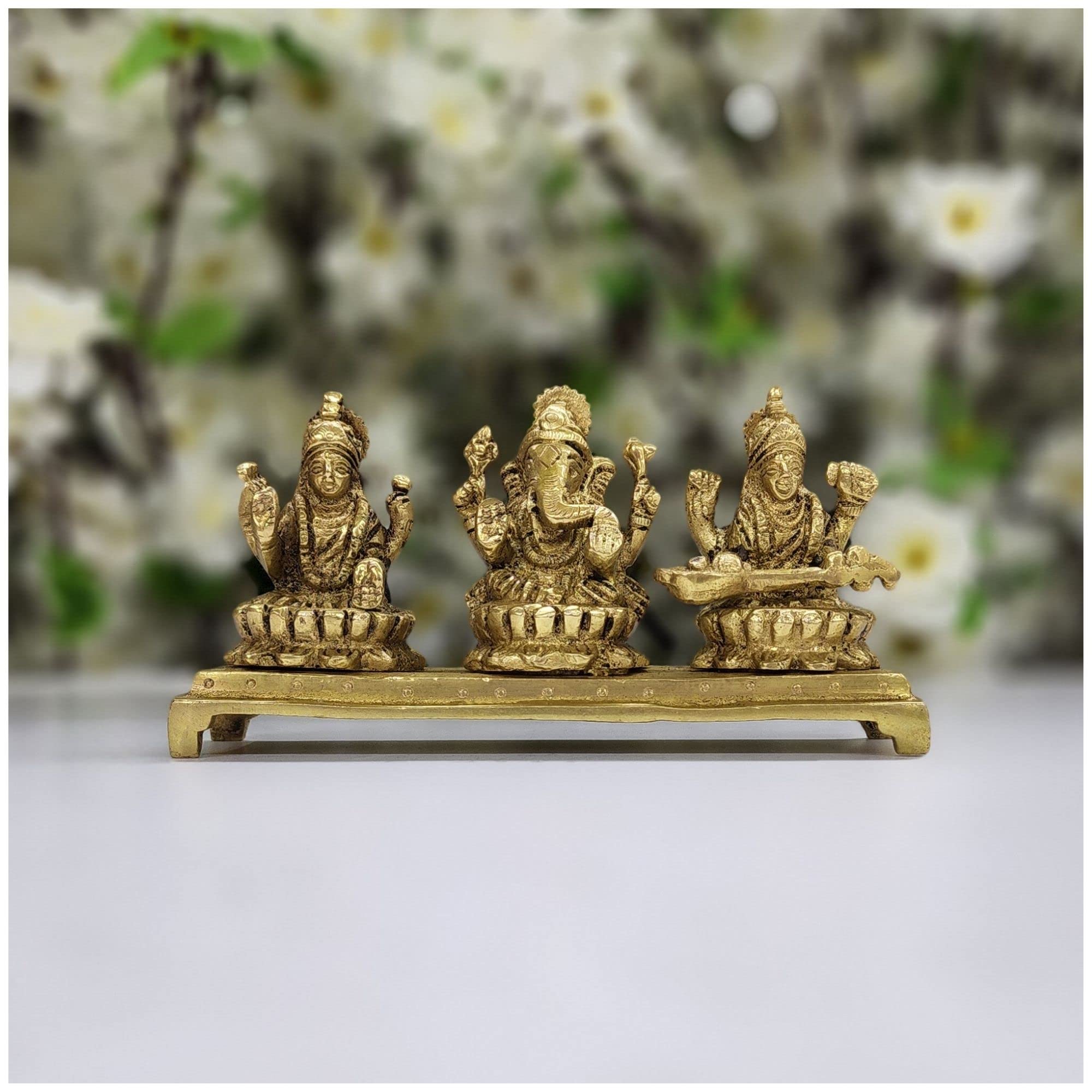 Buy AtoZ India Cart Lakshmi Ganesh Saraswati Statue in Brass Hindu Gods ...