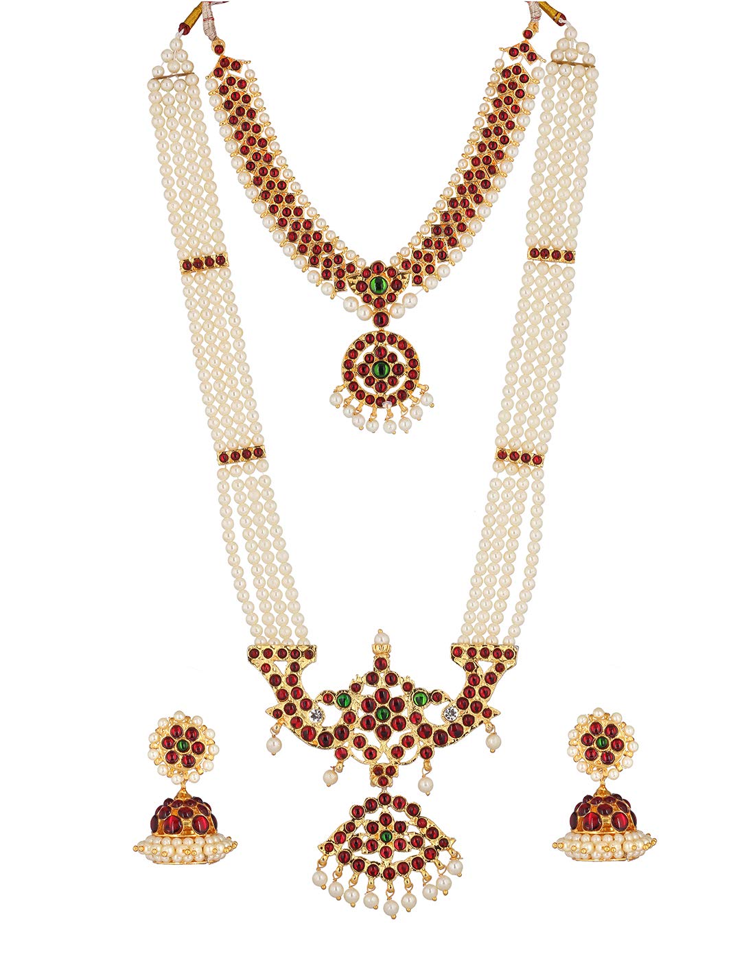 Buy sriman bharatanatyam kempu haram jewellery set for girls at Amazon.in