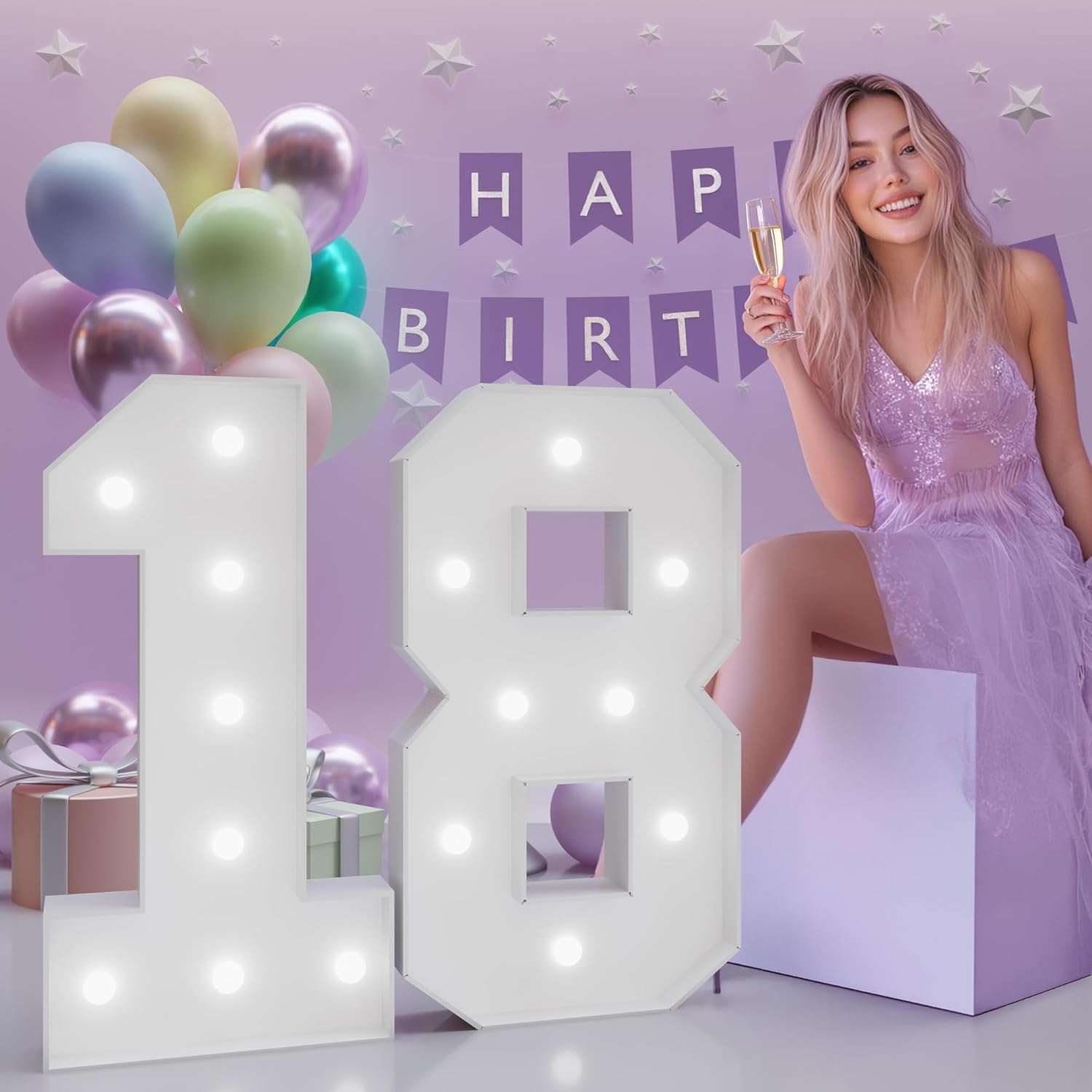 Amazon.com: Number 18 Marquee Numbers 3 Feet Tall, 18th Birthday ...