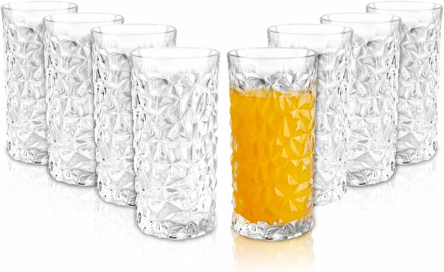 Amazon.com | Latsiwatfl 12 oz Drinking Glasses Set Of 8, Crystal Tall ...