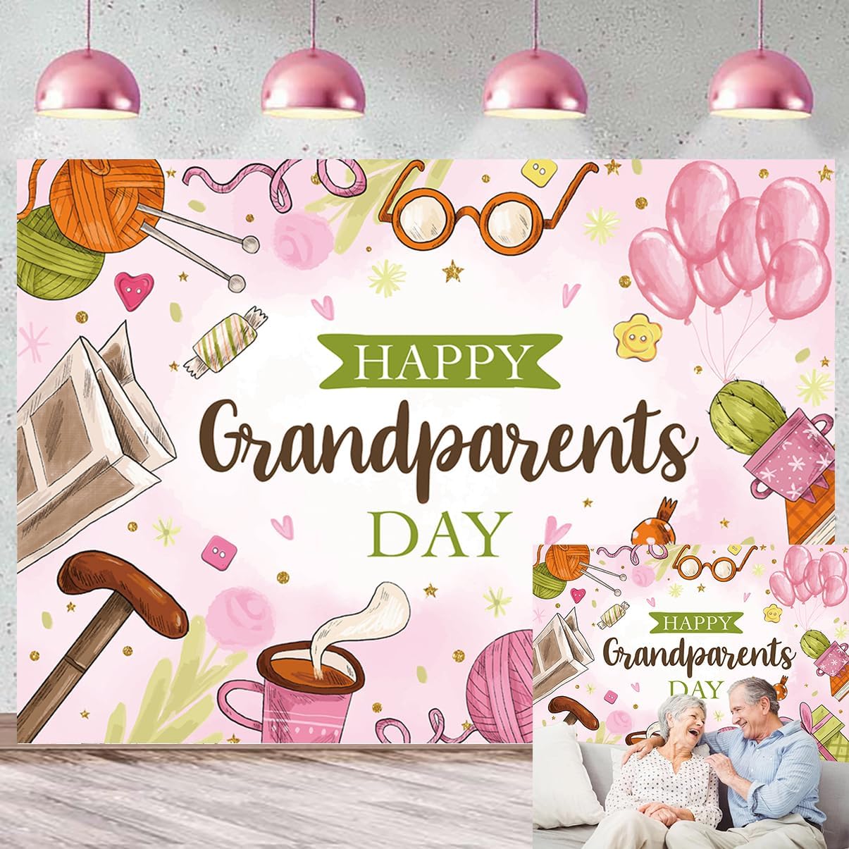 Amazon.com : Happy Grandparents Day Backdrop 7x5FT School Event Love ...