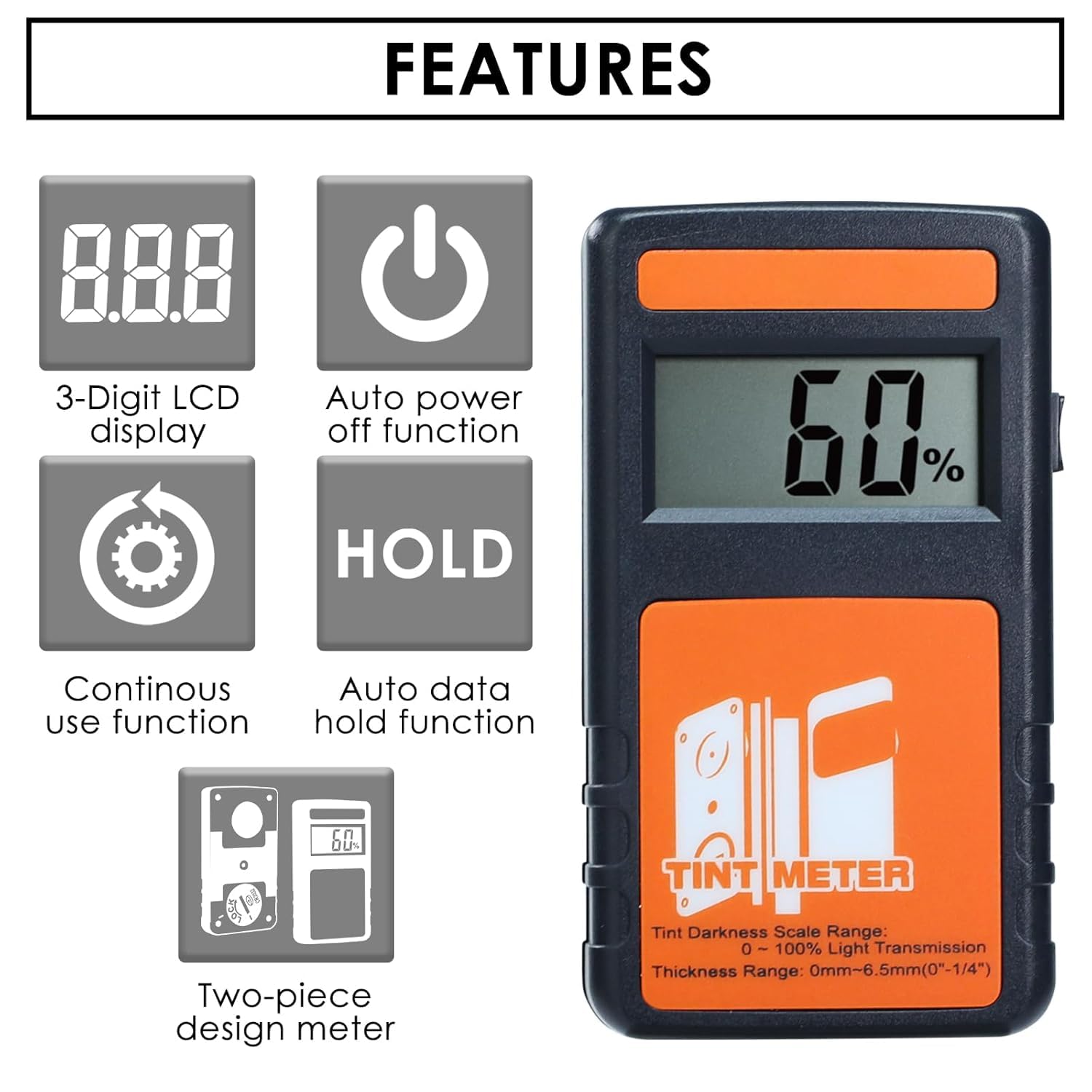 Snapklik.com : Window Tint Meter, Digital Tint Meter 100% Visual Light ...