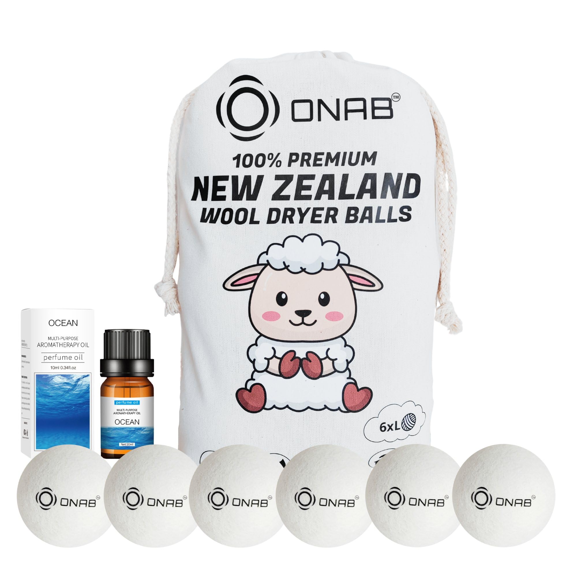 Amazon.com: ONAB Wool Dryer Balls with 10ml Ocean Scented Essential Oil - 6 Pack XL New Zealand ...