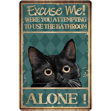 CCPARTON Cat Bathroom Wall Art & Decor - Funny Bathroom Wall Decor ...