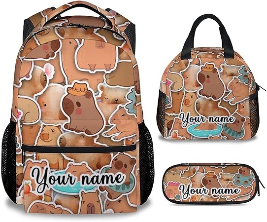 Amazon.com: CUNEXTTIME Custom Capybara Backpack with Lunch Box And ...