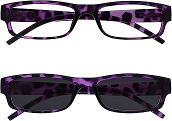 OPULIZE Purple Lightweight Readers With UV400 Reading Sunglasses Value Twin Pack Mens Womens ...