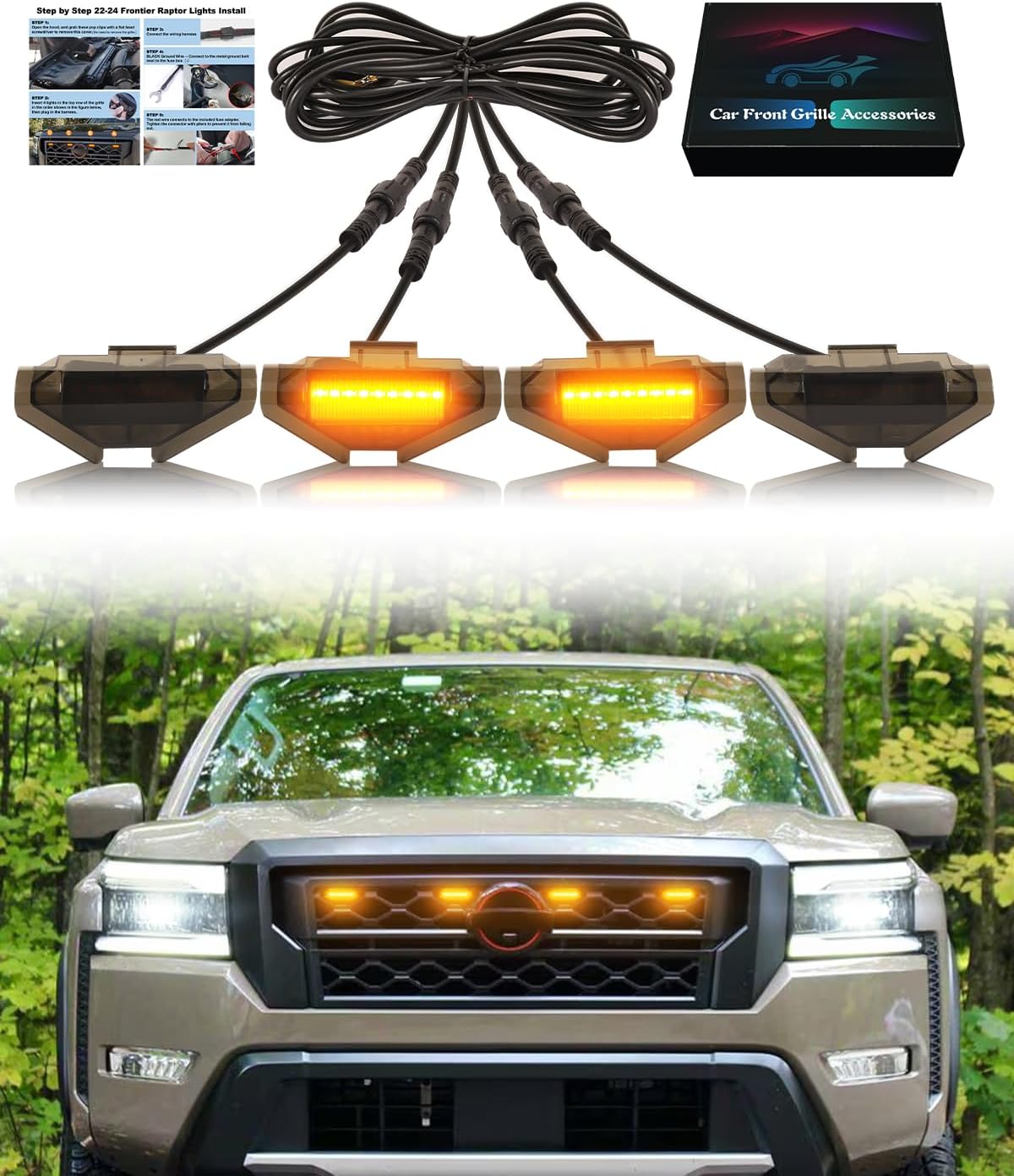 Amazon.com: OKLSG LED Grill Lights for Nissan Frontier 2022 2023 2024 ...