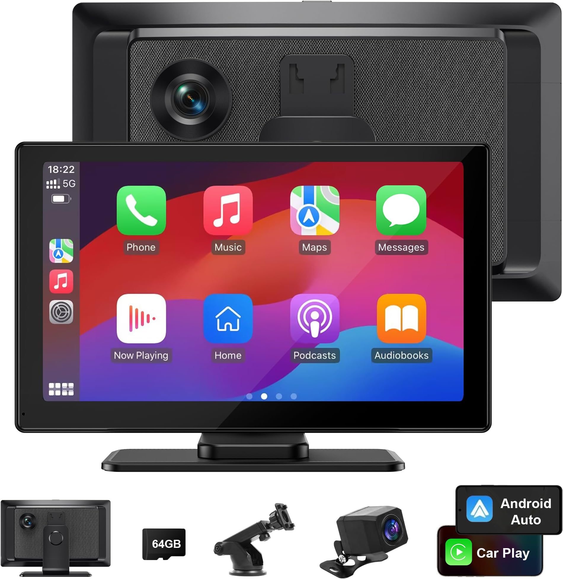 Amazon.com: Portable Carplay Screen for Car, VUDDIG 4K Dash Cam ...