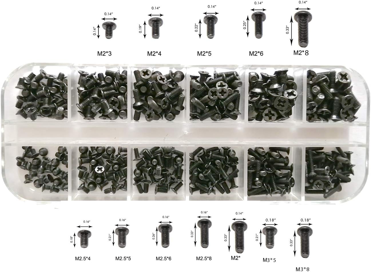 Amazon.com: HanTof 500pcs M2 M2.5 M3 Laptop Screws Kit, SSD M.2 Screws ...