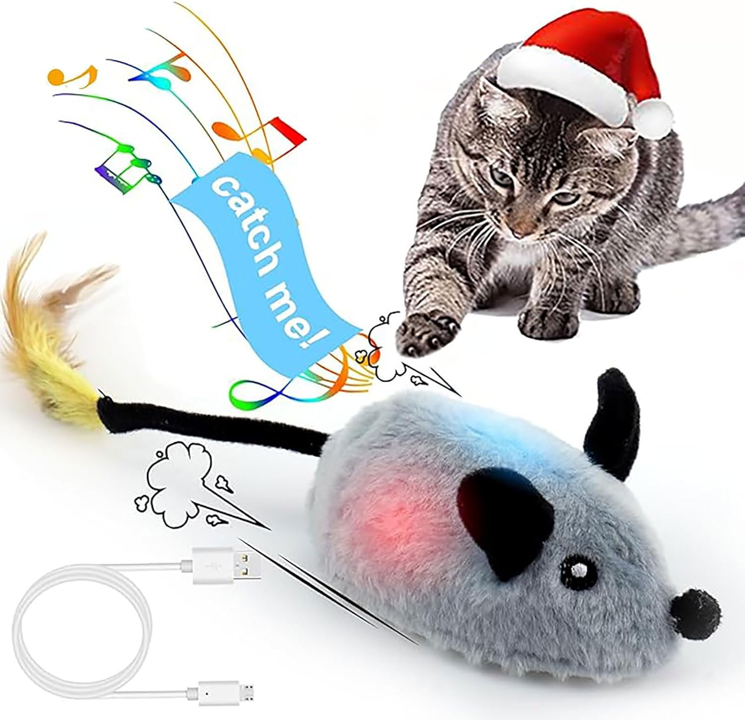 Mimiblack Cat Toys Mouse, Moving Mouse Toy for Cats Interactive Cat Toy ...