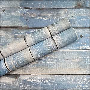 Blue Distressed Wood Wallpaper Vintage 17.3"x78.8" Blue Wood Wallpapers ...