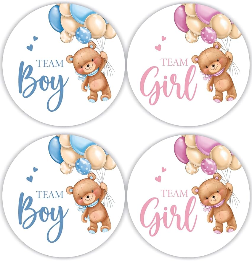 Amazon.com: Cgvovgr 80 Pcs Team Boy or Girl Stickers, Gender Reveal ...