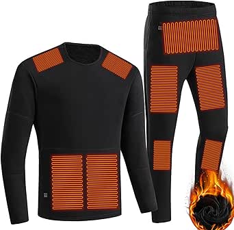 Heated Underwear Men, Womens Thermal Underwear Set, USB Electric ...