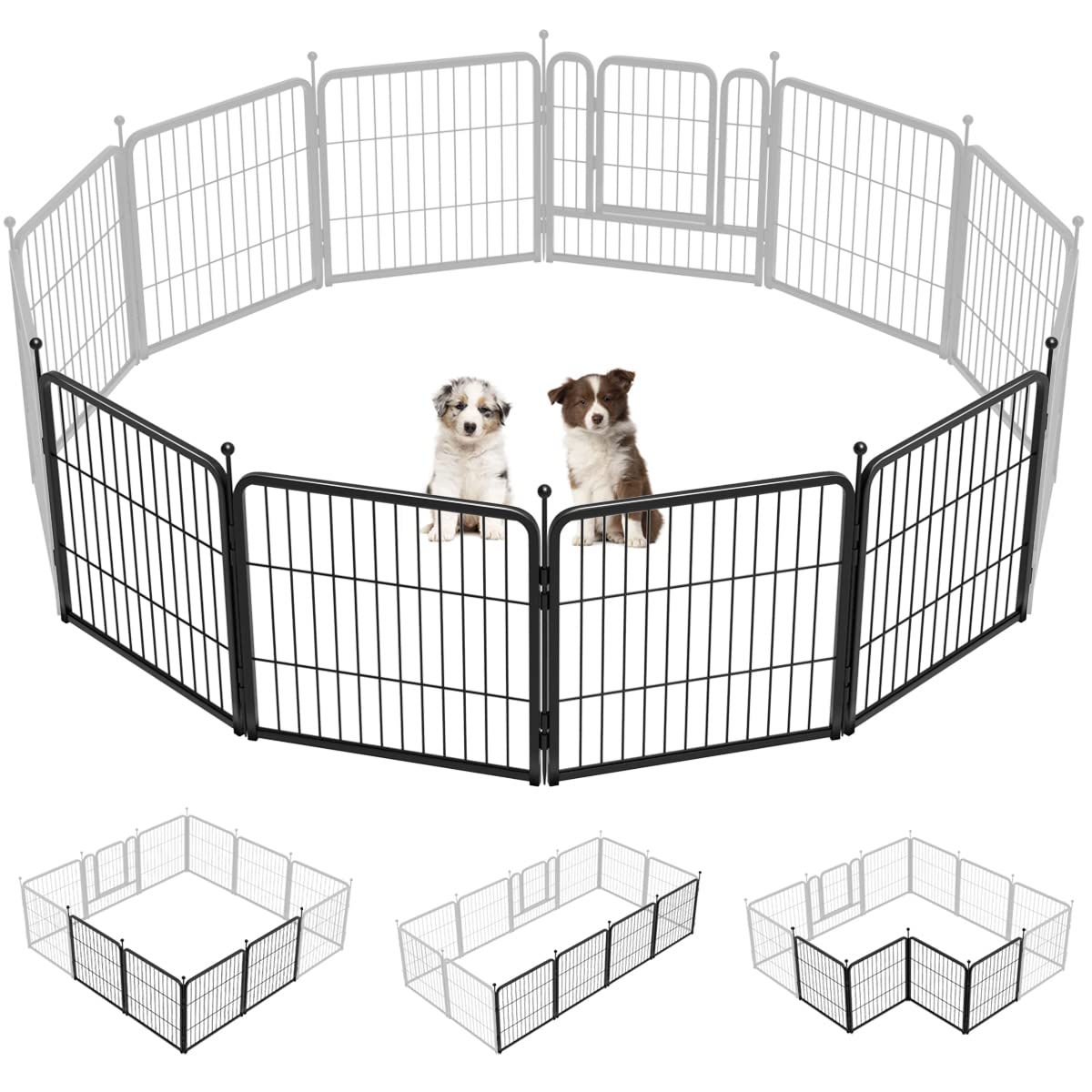 FXW Dog Pen Panels, 4 Panels 24 Inch Height Dog Fence with 5 Rods Heavy ...