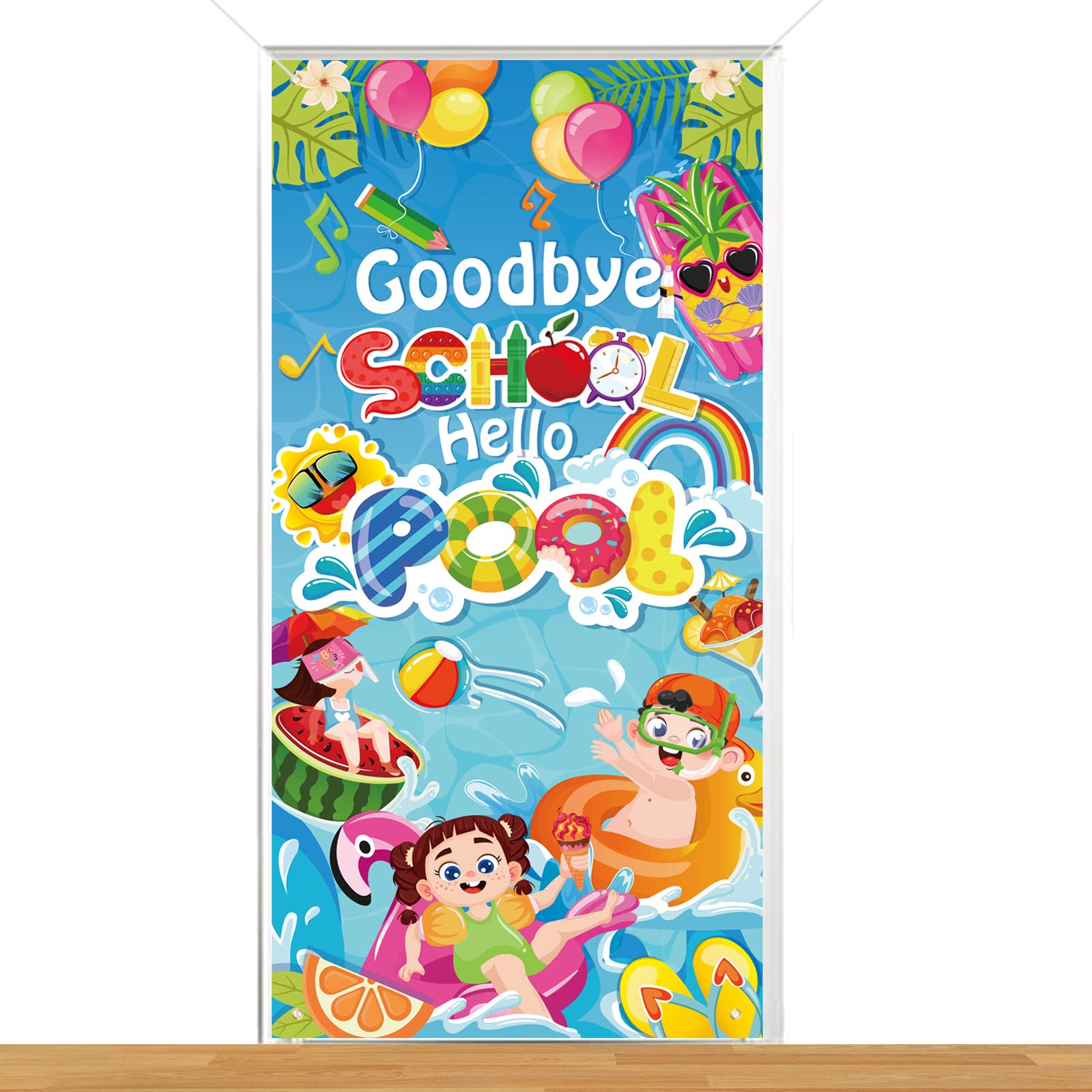 Amazon.com: HOWAF Goodbye School Hello Pool Door Banner, Summer ...