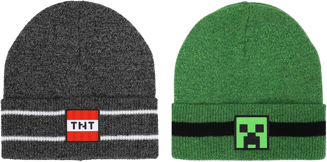 Amazon.com: Minecraft Creeper and TNT Youth Beanie Set (Pack of 2 ...
