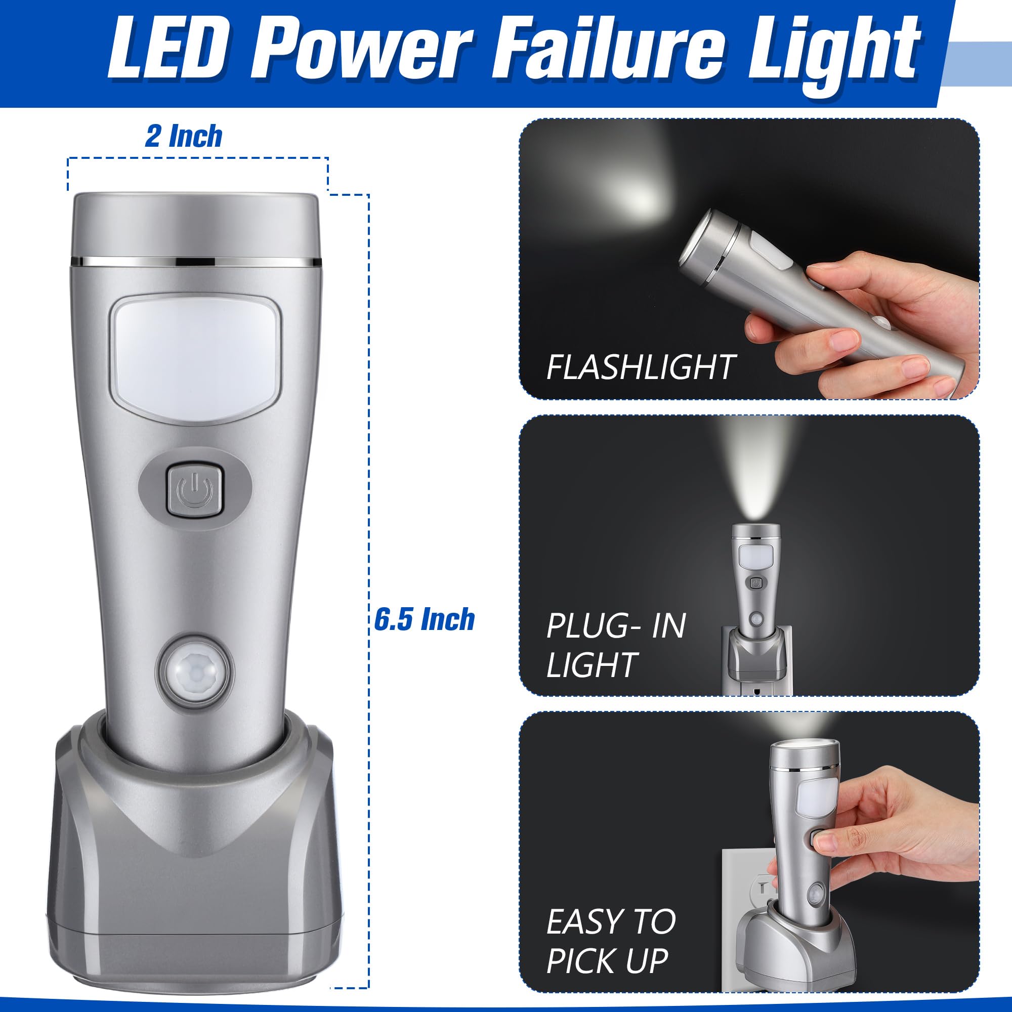 Emergency Rechargeable Plug In Lights 3 In 1 Design 110V 220V EU US
