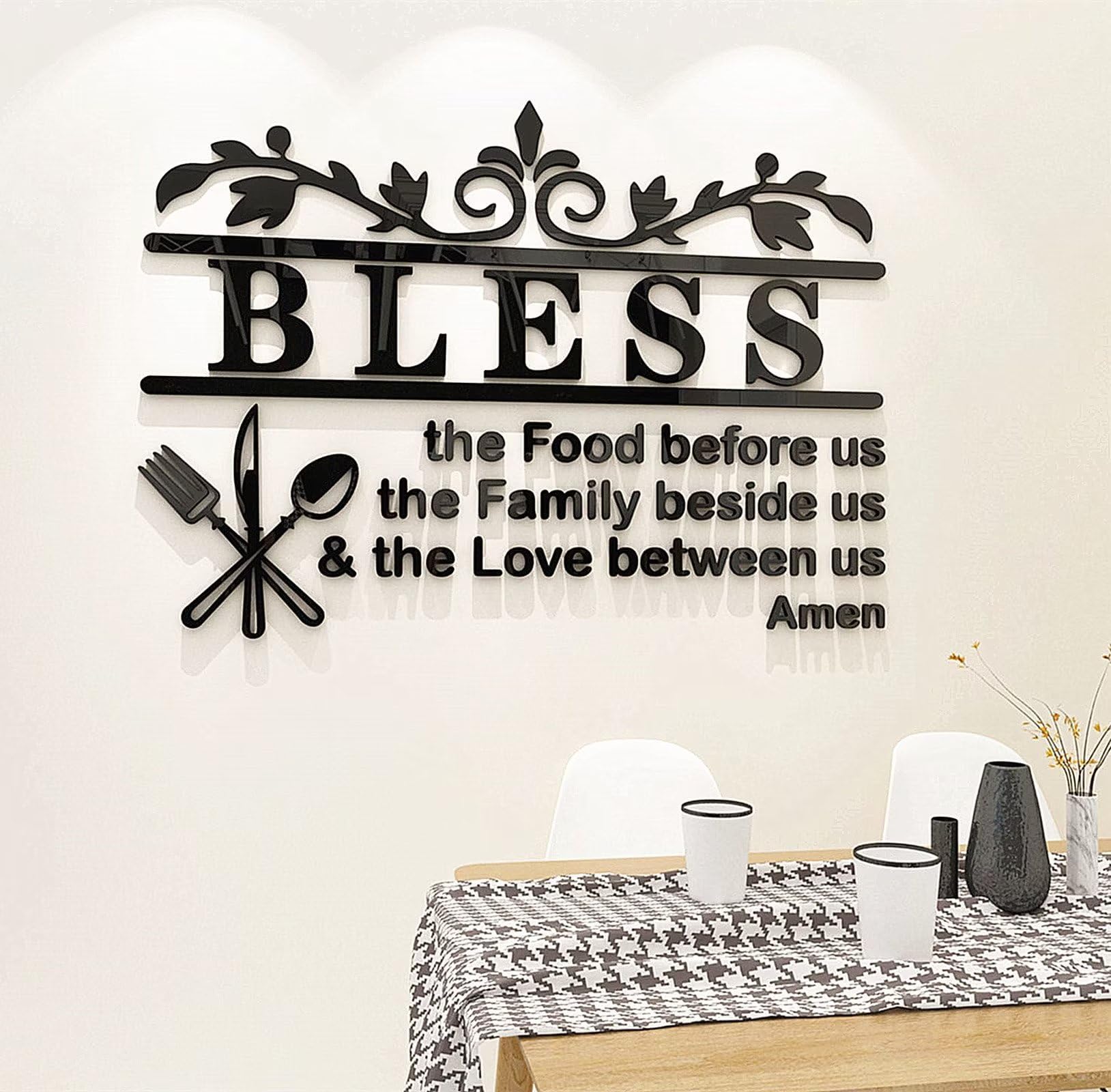 Amazon.com: Kitchen Wall Decor 3D-DIY Silver Dining Room Wall Decor ...